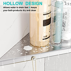 Qeke 10" Bathroom Corner Shelf, 2 Pack Recessed Shower Shelf Caddy, SUS304 Stainless Steel Shelf Wall Mount Triangular, No Drilling Brushed Nickel