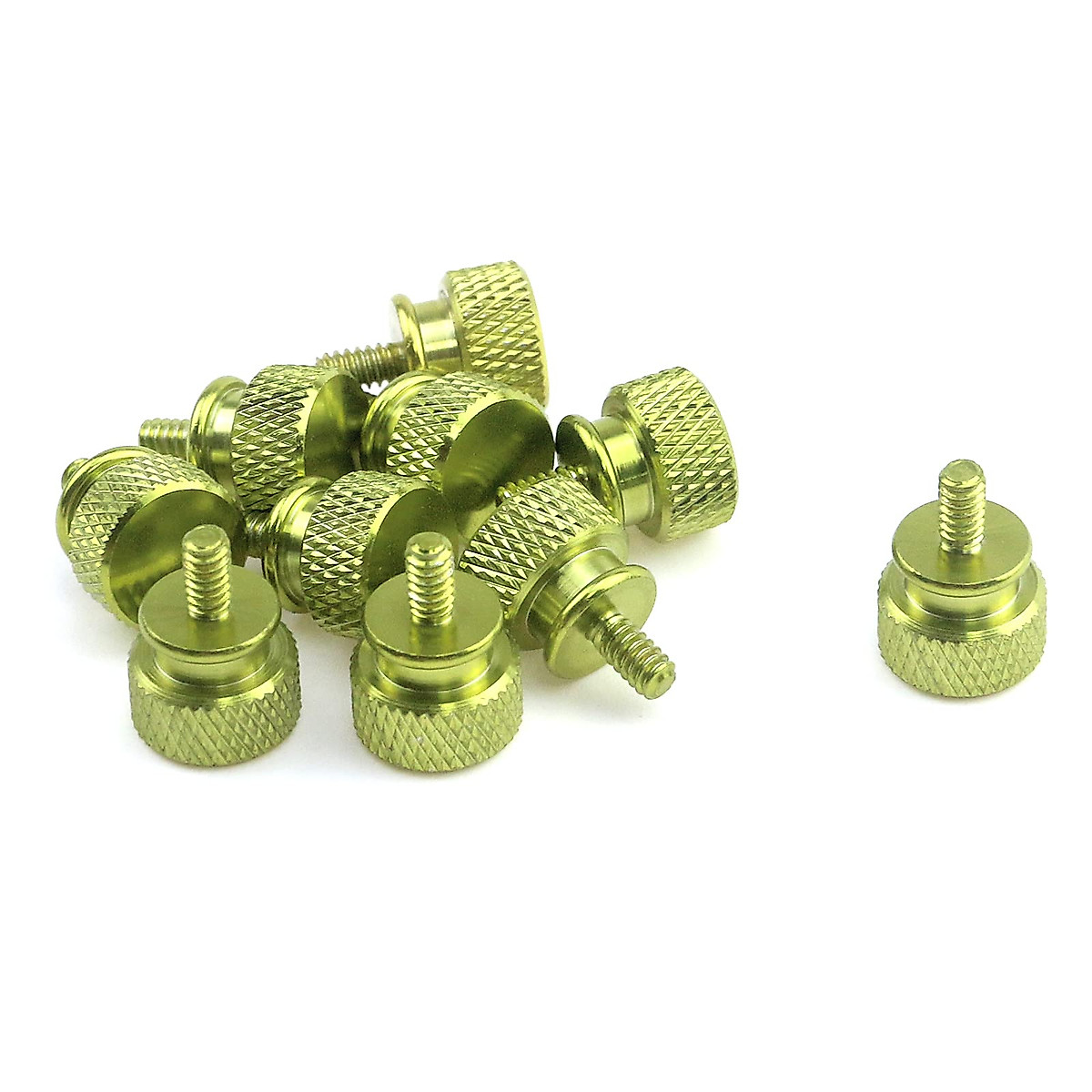 Coshar 10Pcs 6#-32 Computer Case Thumbscrews M3.5 Anodized Aluminum Screws Threaded Knurled Head Thumbscrew for Desktop Computer Cover Hard Drives Slots DIY - Green