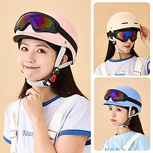 DOT Certified Fashion Girl Motorcycle Helmet, Vespa Youth Open Face Ultra-Thin Comfortable Helmet, Men Women Retro Motorbike Summer Street Sunscreen Helmet for Scooter Cruiser ATV Moped-A||55-60CM