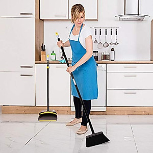 Broom and Dustpan/Broom with Dustpan Combo Set,Standing Dustpan Dust Pan with Long Handle 40"/52" for Home Kitchen Room Office Lobby Indoor Floor Cleaning Broom and Dustpan Set for Home