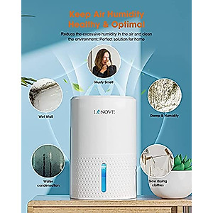 Dehumidifiers for Home - 34ounce Dehumidifier for Bedroom 2600 Cubic Feet (280 squarefoot) Quiet, Small Portable Dehumidifier for Closet Bathroom RV