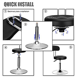 PenghaiYunfei Home Office Chair Ergonomic Desk Chair Computer Chair Height Adjustable Mid Back Task Chair Multi-Purpose Office Desk Chair Barber Shop for Men Women Adults(Black with Backrest)