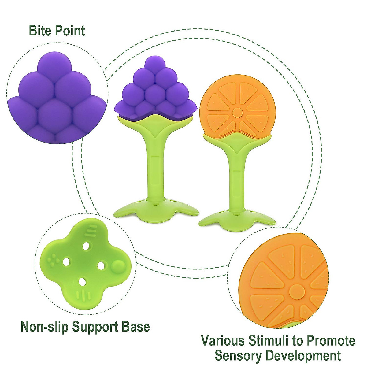 Teething Toys (4 Pack)-ANGELBLISS Baby Teething Toys Set/Baby teether chew Toys/Natural Organic Freezer Safe for Infants and Toddlers/BPA-Free Teether Set for Boys & Girls (Green)