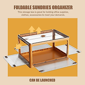 Cabilock Box Folding Storage Box Stackable Plastic Storage bin Plastic Under Bed Storage Folding Plastic Containers Desk containers Storage Bins for Clothes Office Books Shoe pp