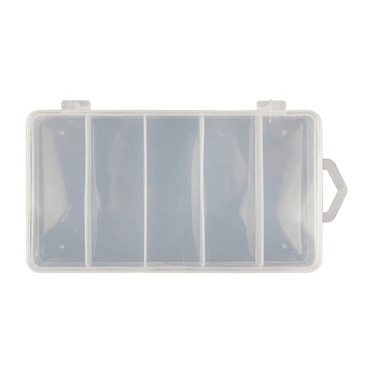 Teensery 2 Pcs 5 Grids Plastic Storage Box Multi-Purpose Fishing Tackle Lure Jewelry Making Findings Organizer Container Case, Clear