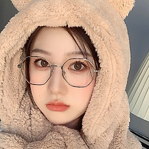 JOVAKIT Polygon Blue Light Blocking Glasses for Women Men Fashion Vintage Small Square Non-prescription Metal Eyeglasses (Gold)