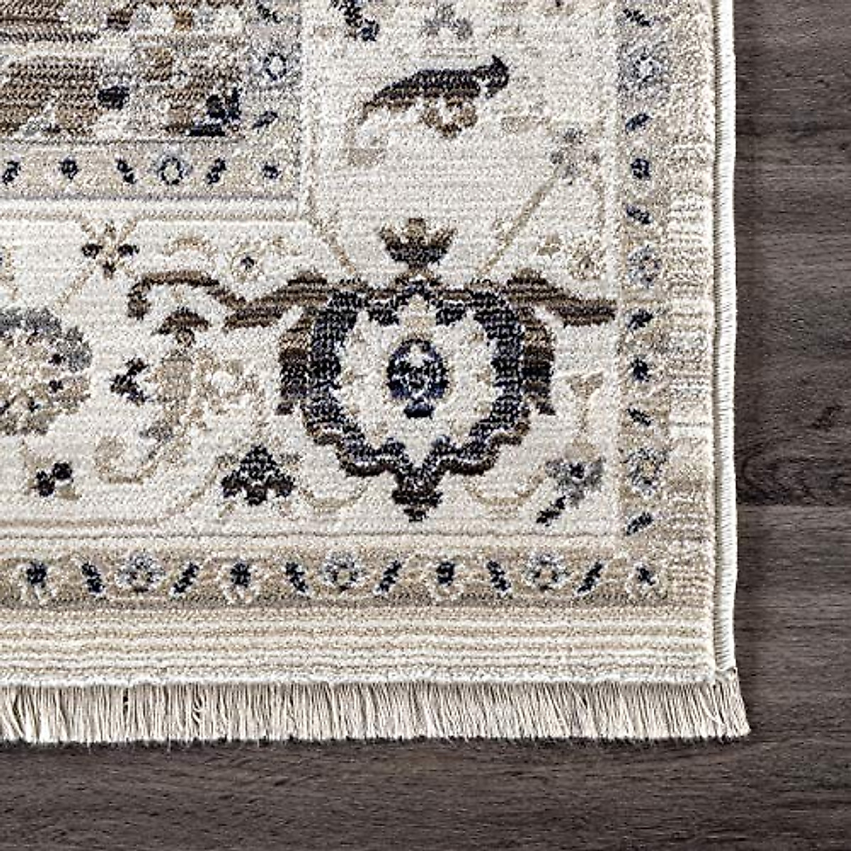 nuLOOM Oliveira Floral Medallion Fringe Area Rug, 5' 3" x 7' 7", Beige