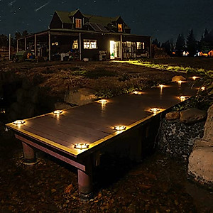 VOLISUN Solar Dock Lights - 8-Pack Waterproof Outdoor LED Aluminum Dock Lighting Warning Step Lights for Driveway (White + White Warm, 2 Colors in 1)