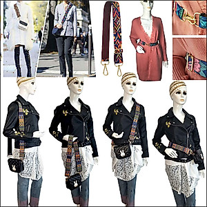 Abuyall Wide Strap Replacement Guitar Style Multicolor Crossbody Handbag Strap A