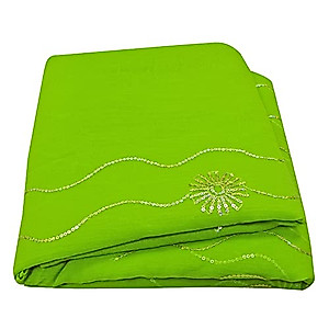 Peegli Indian Vintage Green Cloth Georgette Chiffon DIY Craft Fabric Dress Material Sequins Work Textile