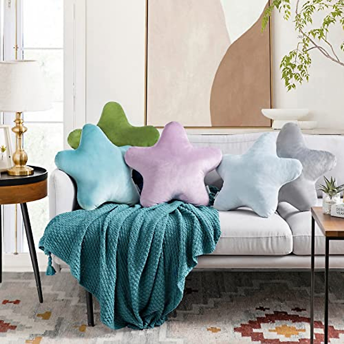 Ashler Cute Star Shaped Throw Pillows, Pink 3D Decorative 18x18 in Velvet Plush Pillow, Soft Preppy Pillows for Living Room and Bedroom