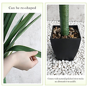 Worth Garden Artificial Yucca Tree 3ft,Tropical Yucana Plant,Realistic Tropical Dracaena Artificial Tree Faux Silk Plant Fake Potted Plant,Indoor Outdoor Décor,Black Pot & 20g Dry Greenmoss Included