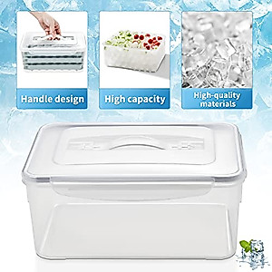 3 Pack Round Ice Cube Tray, Ice Ball Maker Mold for Freezer with Container, Sphere Ice Cube Tray Making 99pcs Circle Ice Chilling Cocktail Whiskey Tea Coffee(3Pack Blue Ice trays & Ice Bin & Ice tong)