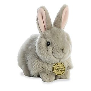 Aurora® Realistic Miyoni® Angora Bunny Grey Stuffed Animal - Lifelike Detail - Cherished Companionship - Gray 7.5 Inches