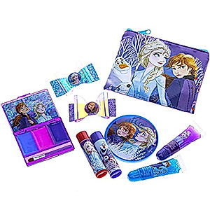 Disney Frozen - Townley Girl Super Sparkly Cosmetic Beauty Makeup Set For Girls with Clips, Press On Nail, Lip Gloss, Nail Stickers, Lip Balm, Nail Gems and Mirror For Parties, Sleepovers & Makeovers
