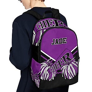 Cheer Purple Black Cheerleader Backpack Shoulder Bag Daypack for Travel Camping Gift 11.8''(L) x 5.51''(W) x 17.72''(H)