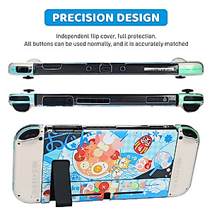 Cute Dockable Case for Nintendo Switch, FANPL Cover Case Compatible with Switch Console and Joy Con Controller, Comfortable Hard PC Shell, Blue Switch Skin Accessories for Girls - Cute Cuisine Pattern