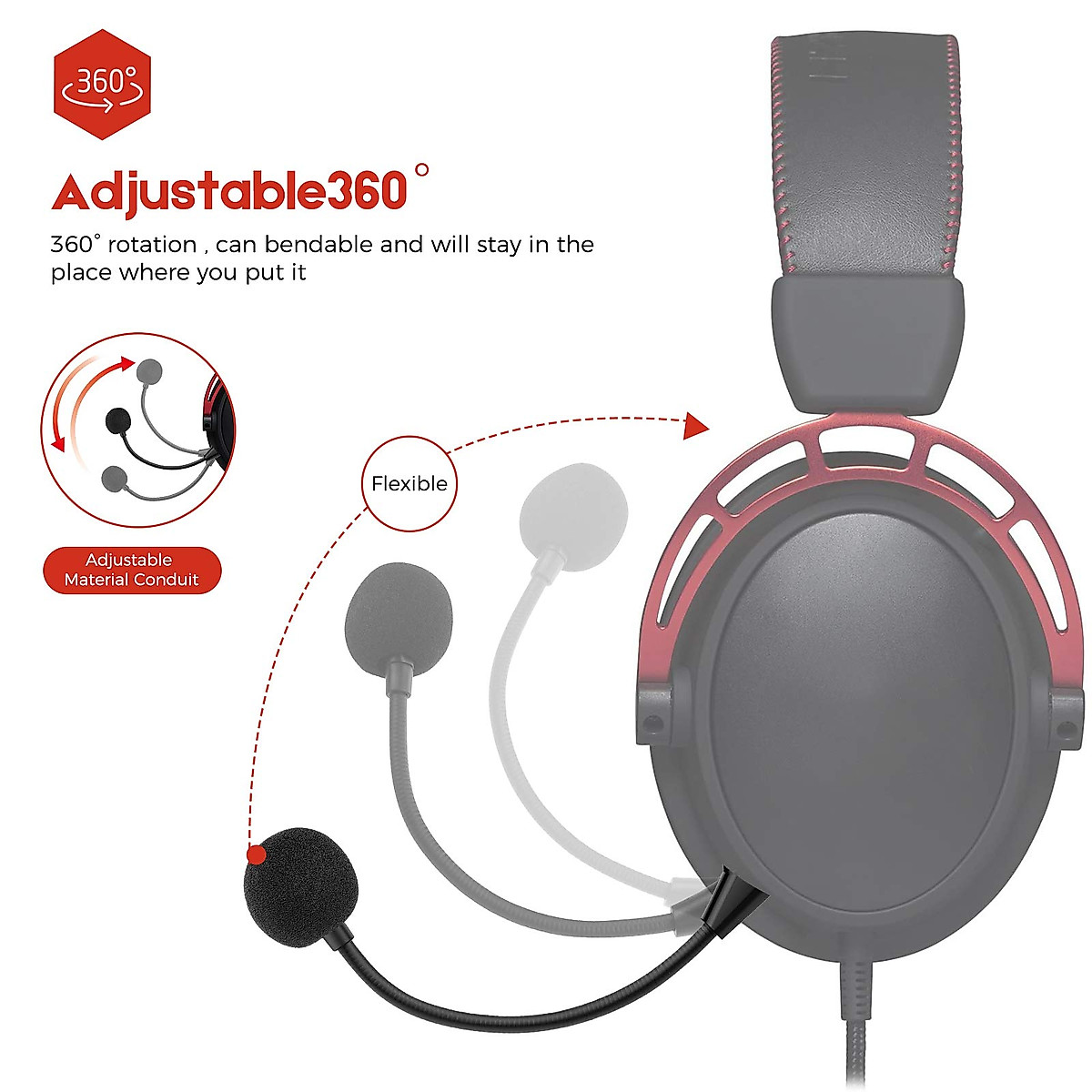 AKKE Cloud Alpha Pro Replacement Mic 2 PCS 3.5mm Detachable Game Microphone Boom Compatible Cloud Alpha S, Alpha PRO Gaming Headsets