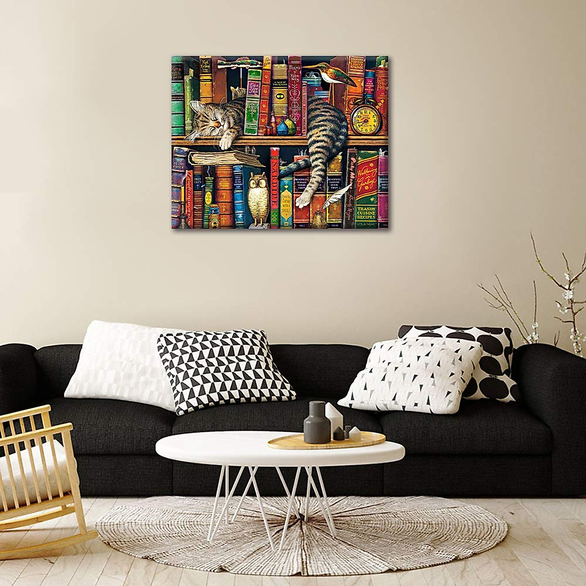 TUMOVO Paint by Numbers for Adults, DIY Oil Painting Charles Wysocki Adult Paint by Numbers Kits on Canvas Wall Decor, Frederick The Literate Painting Kits for Kids, Cats & Books - 16"x20"