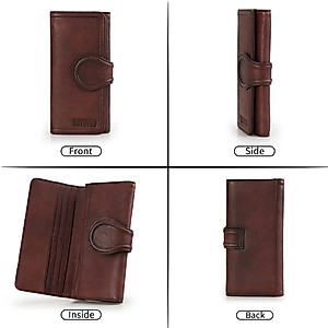 LETEULO Womens Wallet Leather Card Holder Designer Clutch Wallet Purse with Zipper Pocket (Coffee)