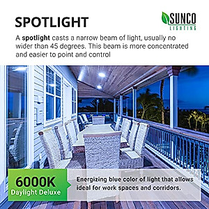 Sunco 6 Pack Outdoor LED Flood Light 1250 LM Waterproof PAR38 LED Bulb Dusk to Dawn, 120W Equivalent 15W, Exterior, Wet-Rated, 6000K Daylight Deluxe, E26 Base, UL