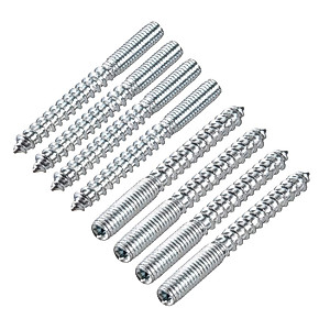 uxcell M6 Hanger Bolts Length 2-3/8"(60mm) Double Headed Bolts Self-Tapping Screw 6mm Wood Joint Furniture Legs 8pcs