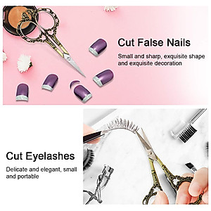 Professional Manicure Scissors, EBANKU Vintage Stainless Steel Cuticle Precision Beauty Grooming for Nail, Facial Hair, Eyebrow, Eyelash, Nose Hair (Gold)