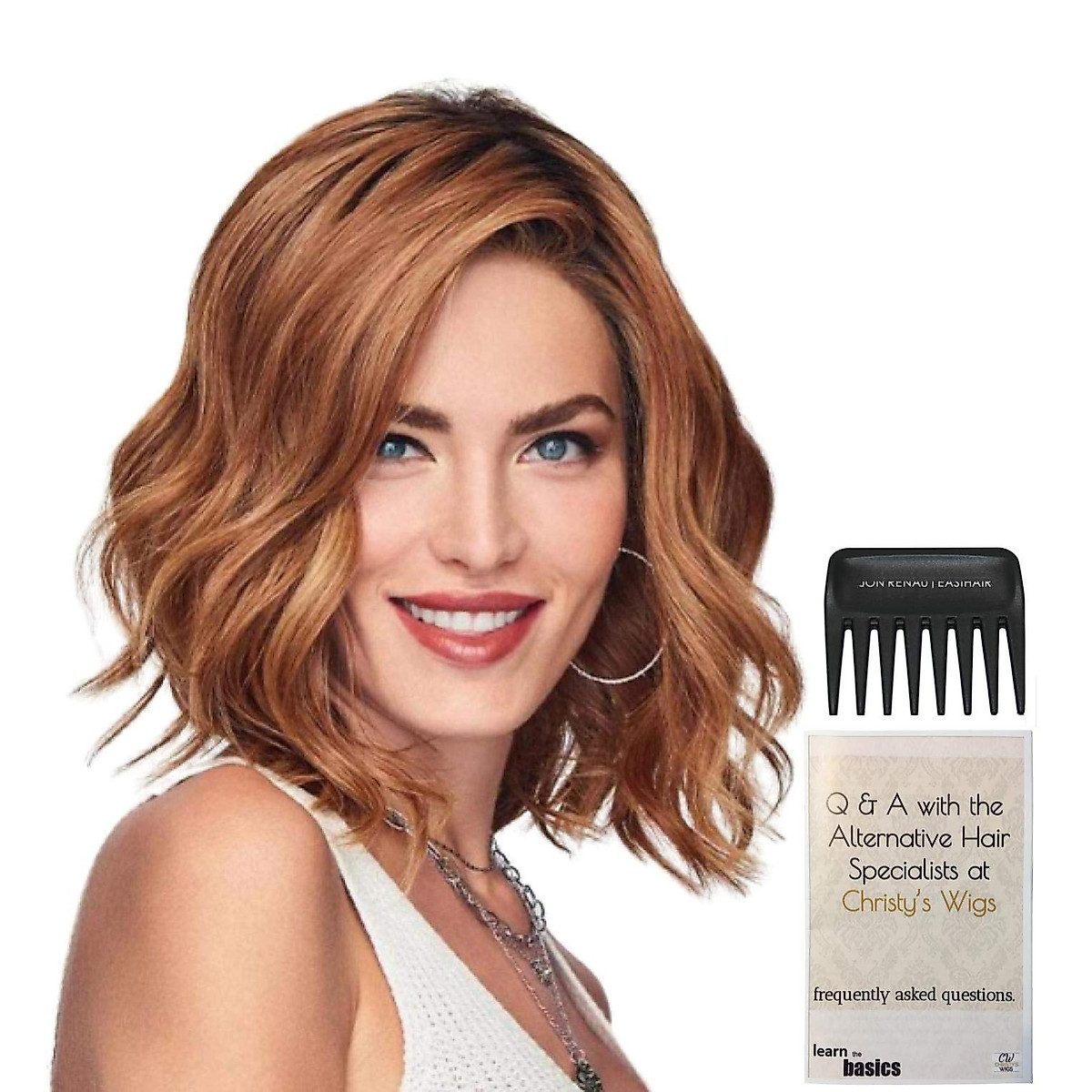 Bundle - 3 items: Simmer Elite Wig by Raquel Welch, Christy's Wigs Q & A Booklet & Wide Tooth Comb - Color: RL12/22SS