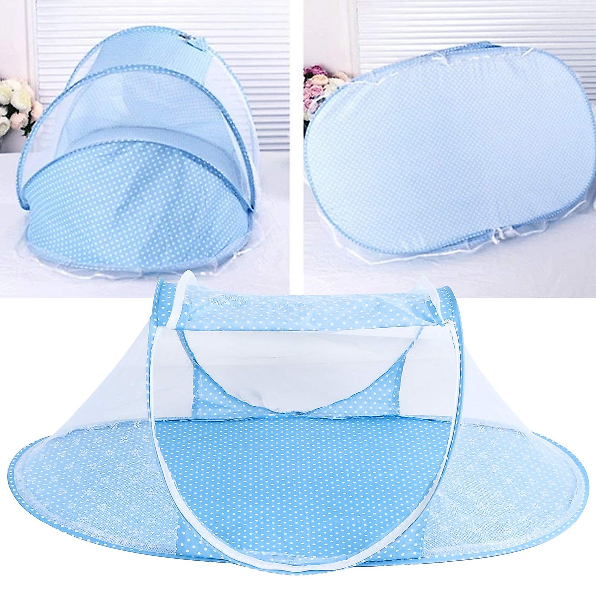 Tefola Baby Mosquito Net,Folding Crib Netting Baby Bedding Portable for Children Summer Supplies