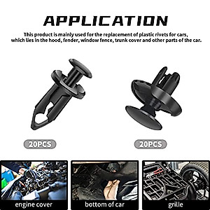 KCRTEK 120 pcs 6.3mm 8mm 9mm 10mm Nylon Bumper Push Fasteners,Bumper Clips with Fastener Removal Tool