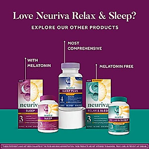 NEURIVA Melatonin Free Natural Sleep Aid Supplement with L-Theanine to Help You Relax & Ashwagandha to Support Restorative Sleep So You Can Wake Up Feeling Refreshed, 30ct Capsules