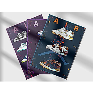 Sneaker Air Jordan Wall Art Poster Prints Set of 4 No1, Shoes Poster Art Sports, Themed Wall Art For Basketball fans Boys Room, Shoes Collection Aesthetic Cool Poster for Teen Boys Guys Men Room Dorm Bedroom Wall Decor Size 11.7x16.5 inch UNFRAMED (Sneake