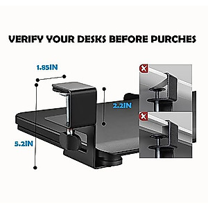 VONDETYR Clamp-on Rotating Computer Keyboard and Mouse Tray, Slide Out with Sturdy C-Clamp Mount,Ergonomic Typing, Black