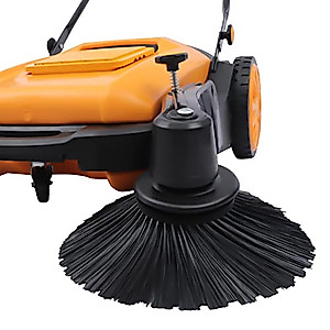 Walk-Behind Outdoor Hand Push Floor Sweeper,41 Inch Hand Push Sweeper Manual Sweeping Tool For Pavement Street Walk Behind Cleaner with 14.5 Gal Large Waste Container 39611 Square Feet Per Hour