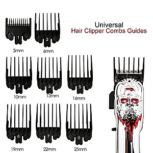 8 Pcs Professional Hair Clipper Combs Guides, Wahl Replacement Guards Set #3171-400 – 1/8” to 1” Fits Most Size Wahl Clippers/Trimmers, Black