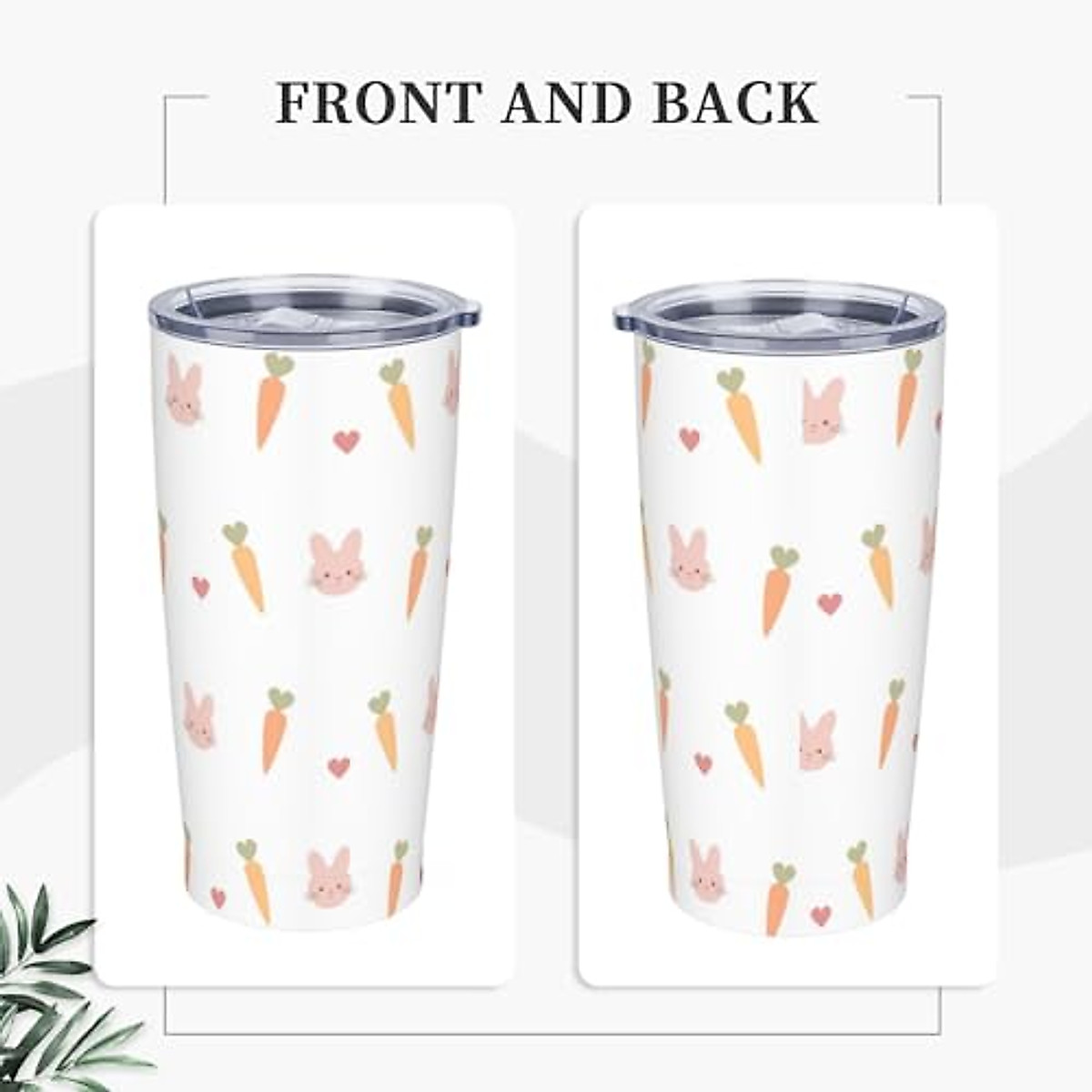 20oz Tumbler Lovely Carrots Rabbits Double Wall Vacuum Insulated Coffee Mug with Lid and Metal Straw Brush Reusable Stainless Steel Water Bottle Travel Cup Gifts for Car Ice Drinks Hot Beverage