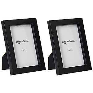 Amazon Basics Rectangular Photo Picture Frame, 4" x 6", Pack of 2, Black