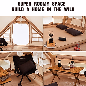 Moon Lence Glamping Winter Inflatable Camping Tent for 4-6 Person, All-Season Waterproof/Windproof Self-Supporting Air Tents, Easy Setup Cabin Camping Tent with 4 Mesh Windows & 2 Doors