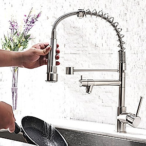 AIMADI Contemporary Kitchen Sink Faucet,Single Handle Stainless Steel Kitchen Faucets with Pull Down Sprayer,Brushed Nickel
