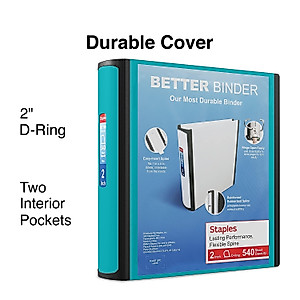 STAPLES Better Binder, 2-Inch, Teal