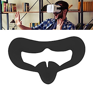 Silicone VR Face Cover Pad, VR Glasses Silicone Eye Mask Breathable Anti Sweat VR Protective Cover for Oculus Quest 2 Gaming Headset(Black)
