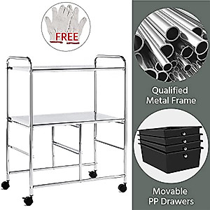 KiLTi Rolling Storage Cart with 4 Drawers & 2 Shelves Storage Trolley On Wheels for Home Office School Salon, Black