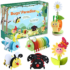 Coola Craft Kit for Kids - Art and Craft DIY Early Educational Toys Suitable for Girls & Boys Pack 6 Include Bee Ladybug Dragonfly Caterpillar Snail Flower Best Gift for Kids Age 3-6,7,8,9
