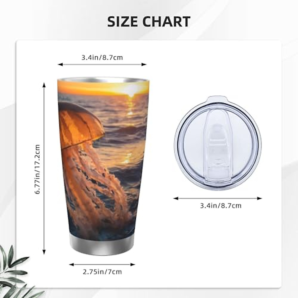 NHJKLWQSZ Jellyfish 20oz Stainless Steel Tumbler With Lid And Straw, Double Wall Vacuum Insulated Coffee Mug Travel Cups Leak-Proof Lid For Hot And Cold Drinks, Metal Straws And Brush