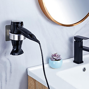 WAYASI Hair Dryer Holder - Hair Tool Storage Organizer Wall Mount, Stainless Steel Hair Blow Dryer Holder, Hot Tools Holder, Adhesive Hairdryer Holder Bathroom, Hair Dryer Hanger, Blow Dryer Organizer