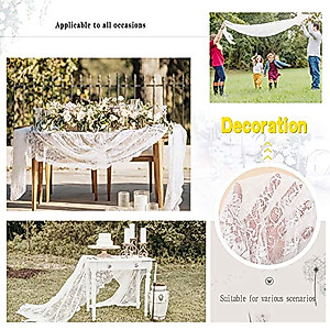 B-COOL 2 Pieces Lace Tablecloth 60 x 120 Inch Wedding Rectangle Overlay for Tables Rustic Vintage White Table Cover