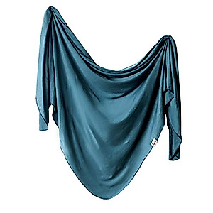 Large Premium Knit Baby Swaddle Receiving Blanket "Steel" by Copper Pearl