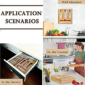 Headley Tools Ziplock Bag Organizer, Bamboo Organizer- Food Bags Container for Kitchen Drawer Baggie Dispenser & Holder Compatible with Gallon, Quart, Sandwich and Snack Variety Size Bag