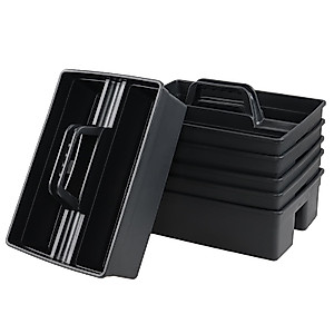 Morcte 6 Pack Plastic Cleaning Supply Caddy, Cleaning Carry Caddy Organizer with Handle, Gray