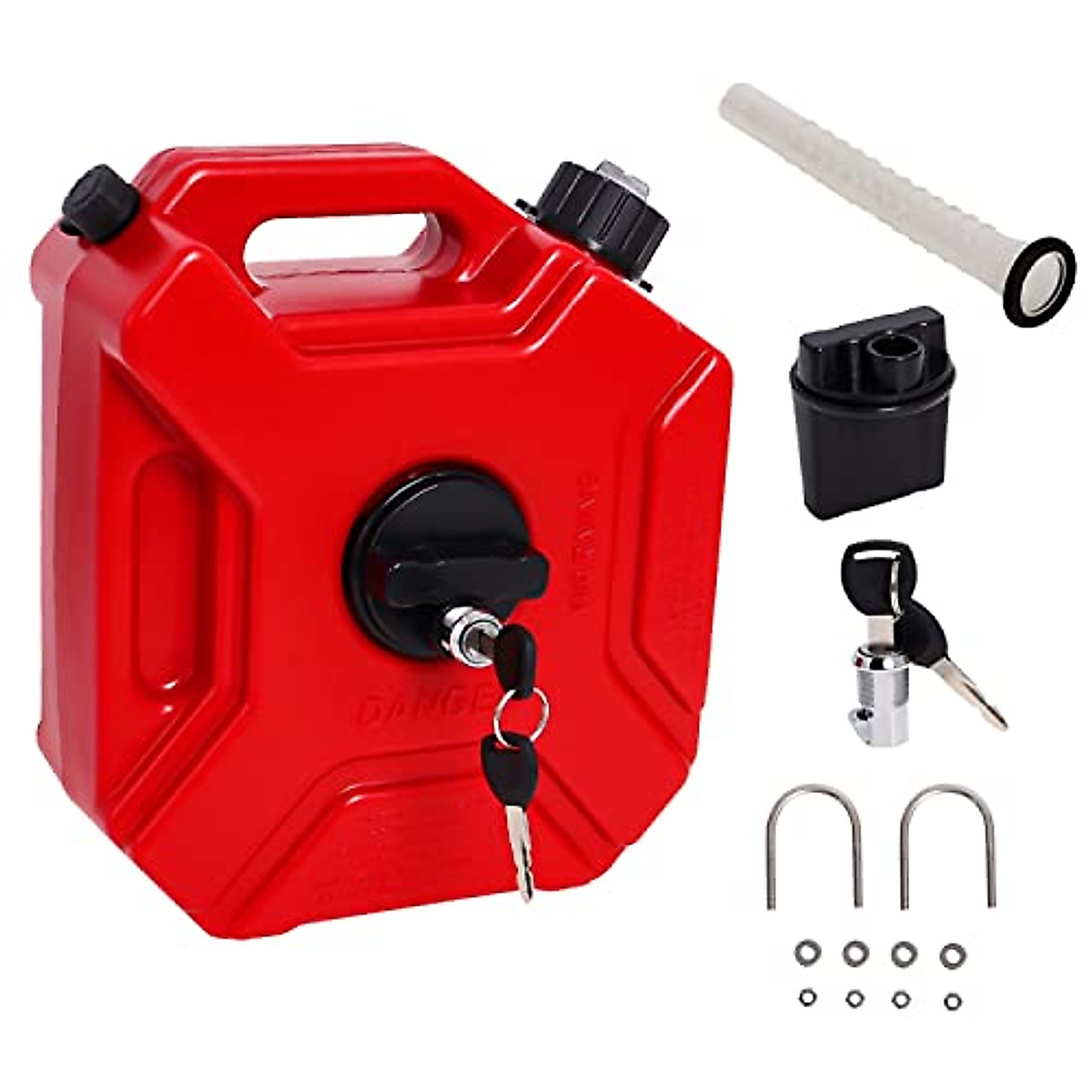 ATV Gas Can 1.3 Gallon with Mounting Bracket and Lock, 5L Oil Petrol Storage Cans Spare Emergency Backup Tanks,for SUV ATV Motorcycle Gas Can